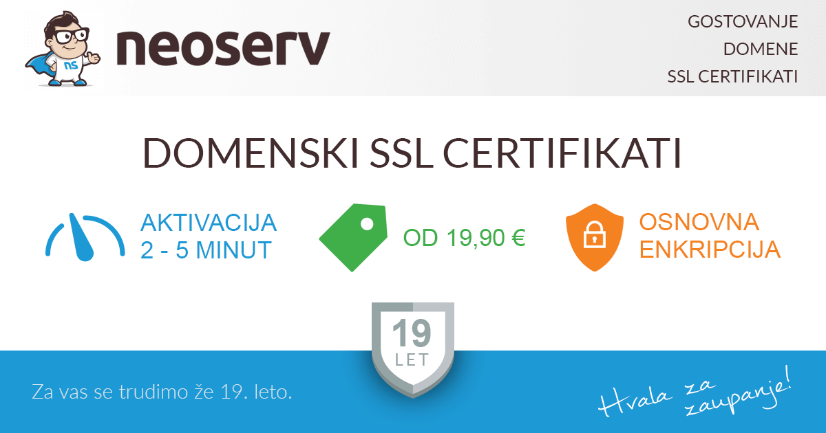 Domenski SSL certifikati • NEOSERV.si